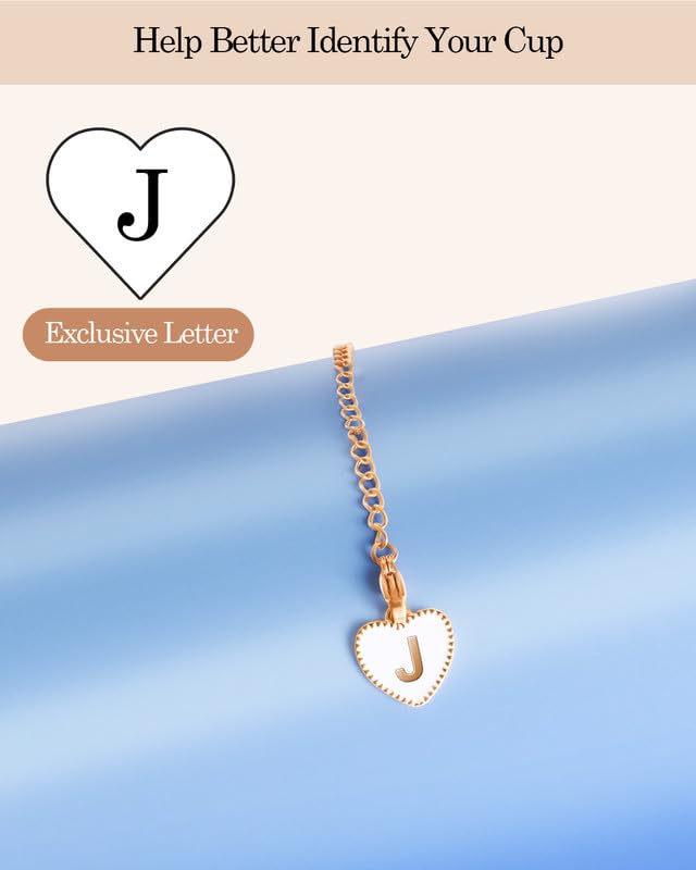 OriJoy Letter Charm Accessories for Stanley Cup, Name ID Letter Handle Charm For Stanley/Simple Modern Tumbler, Heart Shape Initial Identification Charms(J)