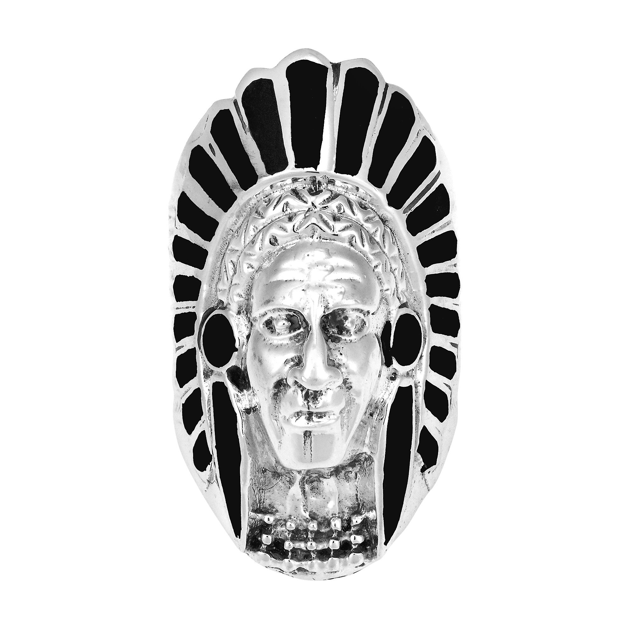 Native American Style Simulated Black Onyx .925 Sterling Silver Ring (10)