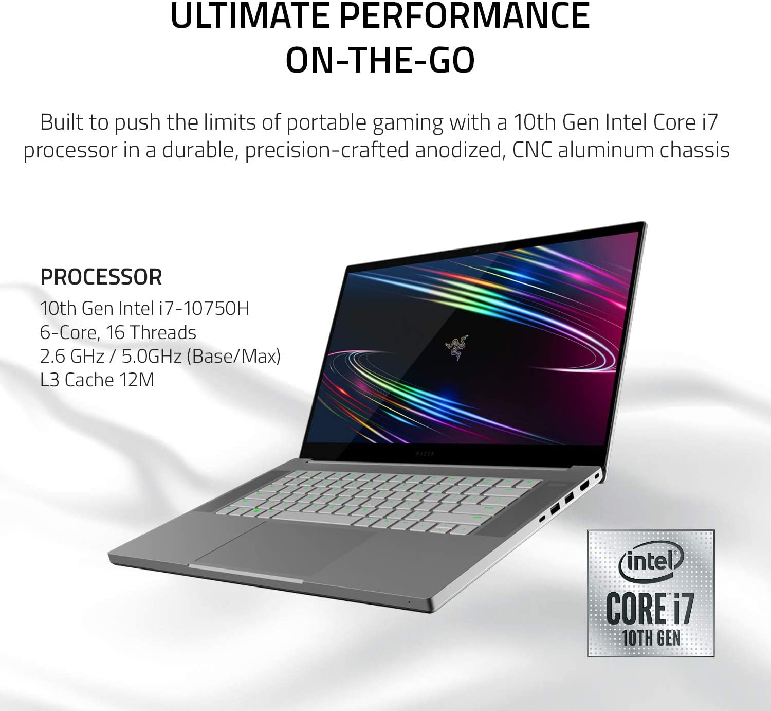 Razer Blade 15 Base Gaming Laptop 2020: Intel Core i7-10750H 6-Core, Windows10, NVIDIA GeForce RTX 2070 Max-Q, 15.6" 4K OLED, 32GB RAM, 1024GB SSD, Chroma R, Thunderbolt 3