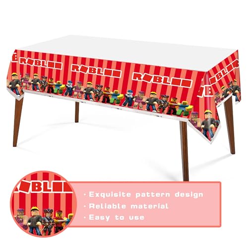 nyterley 4pcs Roo-blox Tablecloth Game Theme Birthday Party Supplies Decorations Table Cover for Kids