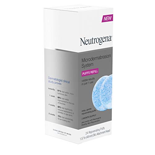 Neutrogena Microdermabrasion System Puff Refills, Exfoliator face scrub with Glycerin, wrinkle remover, 24 ct