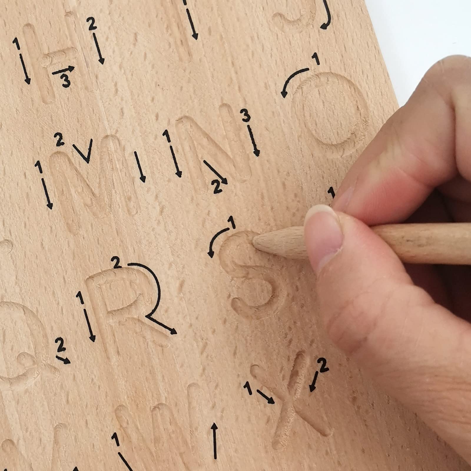 YGFRSTO Wooden Letters Practicing Board Double-Sided Alphabet Tracing Tool Learning to Write ABC Educational Toy Game Fine Motor Gift for Preschool 3 4 5 Years Old Kids