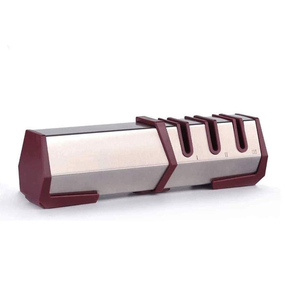 QIN Knife Sharpener, Professional Kitchen Chef 3 Slot Design, Easy Sharpening, Slip Resistant Grip, Safely Sharpen Knives, Restore Dull Knife for A Sharp Edge