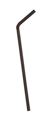 Unique Industries Black Plain Flexible Plastic Straws 50 Pcs, 8"