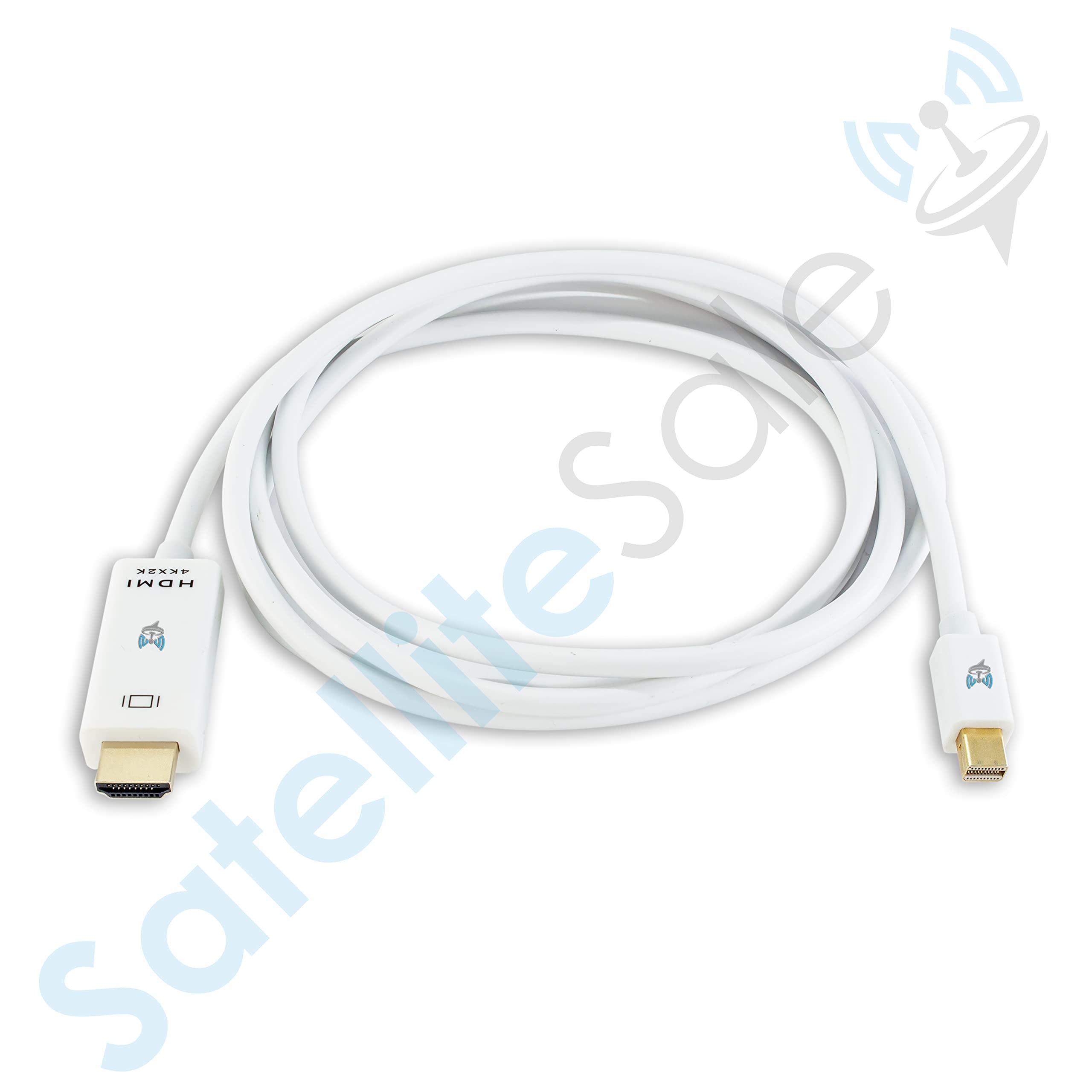 SatelliteSale Uni-Directional Mini DisplayPort to HDMI Cable Male to Male 4K/60Hz 8.64Gbps Universal Wire PVC White Cord 3 feet