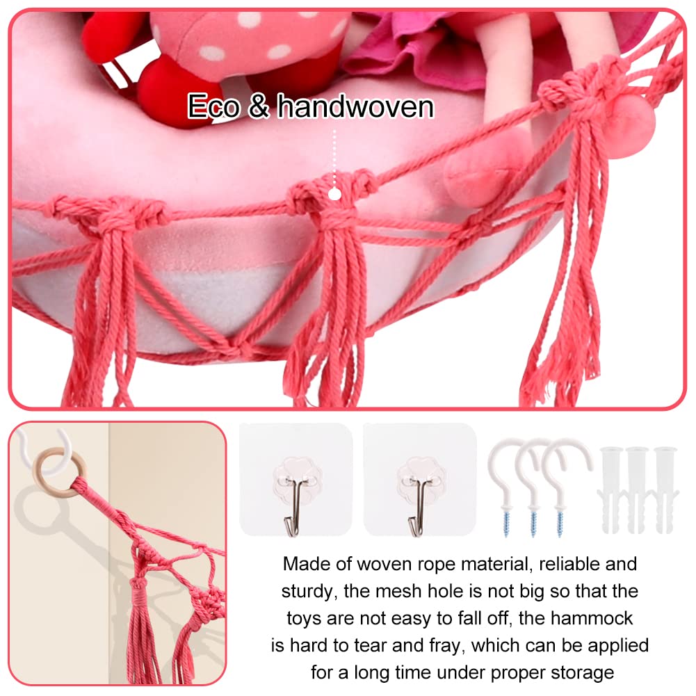 YHZNW 11pcs Toy Net Hammock Set, Plush Toy Hanging Storage Net Organizer, Stuffed Animal Toy Storage Hammock Nets Display Corner Holder for Nursery Playroom Bedroom Kids Room Storage