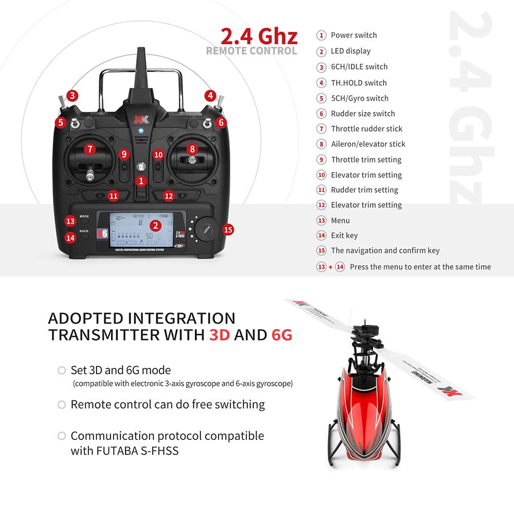 ZRYYWAN 6CH Brushless Motor RC Helicopter RTF 2.4G Electric Remote Control Helicopter 3D&6G System Aileronless Helicopter Drone Airplane Simulation Fighter Altitude Hold Helicopter