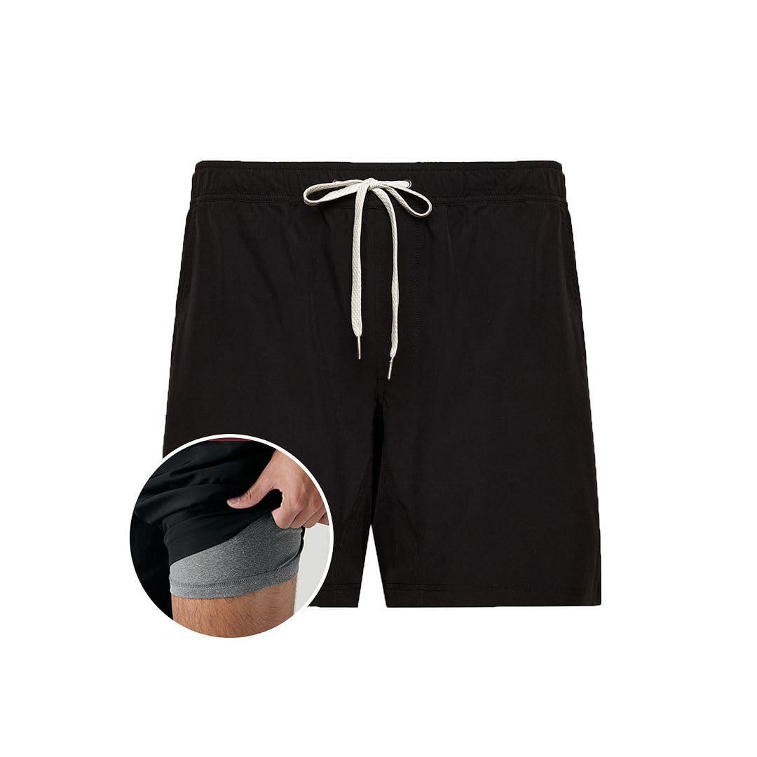 True Classic Quick Dry Active Mens Shorts, Premium Mens Athletic Shorts, Workout Shorts, and Running Shorts for Men. Black, Medium