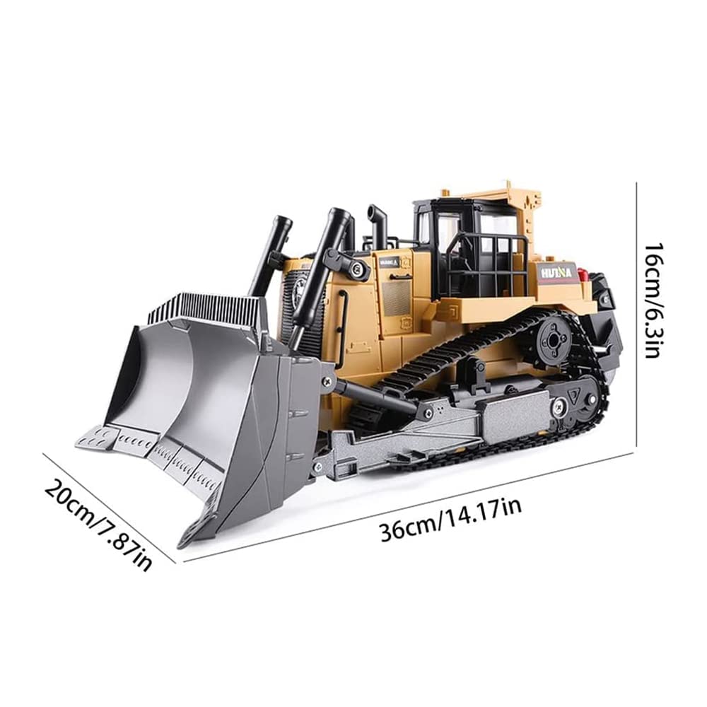 ZRYYWAN RC Bulldozer Toy 1/16 Scale 9CH RC Front Loader Tractor, Full Functional 2.4Ghz Remote Control Bulldozer RC Construction Vehicles Truck Toys Gift with Light and Sound for Kids Adults