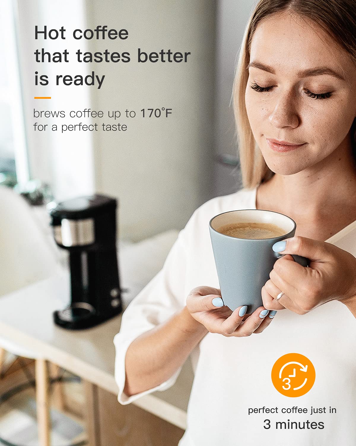 Single Serve Coffee Maker Brewer for K-Cup Pod & Ground Coffee Thermal Drip Instant Coffee Machine with Self Cleaning Function, Brew Strength Control
