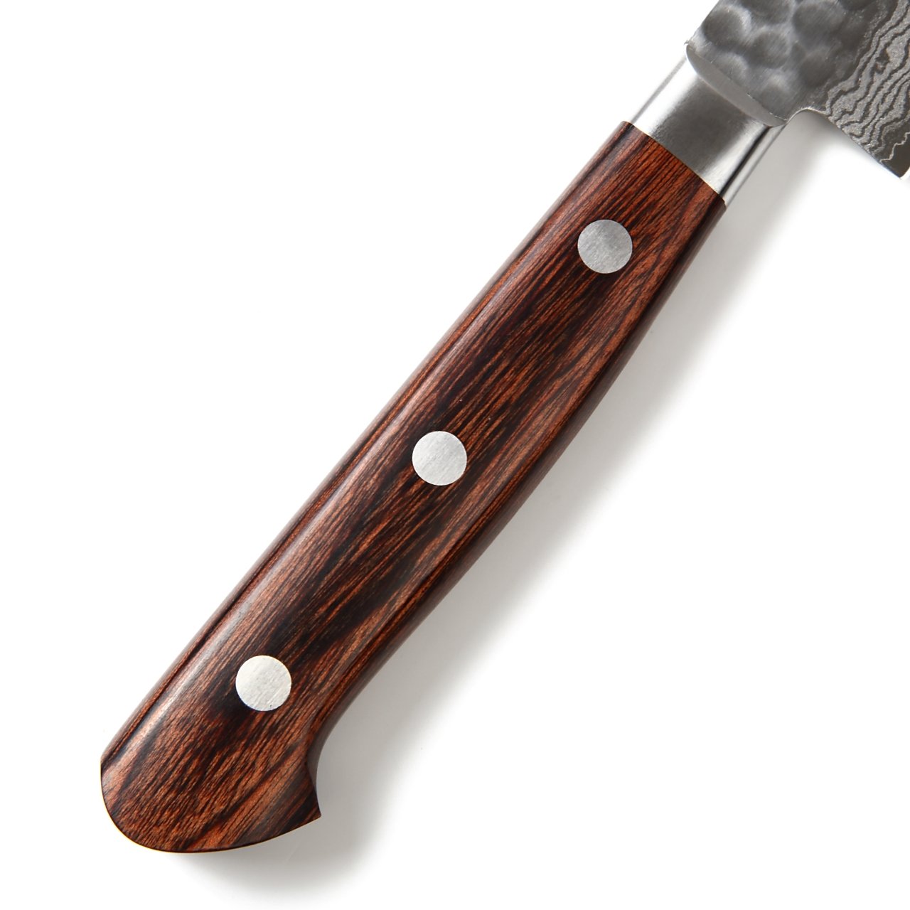 Syosaku Japanese Petty Knife Hammered Damascus VG-10 16 Layer Mahogany Handle, 5.3-inch (135mm)