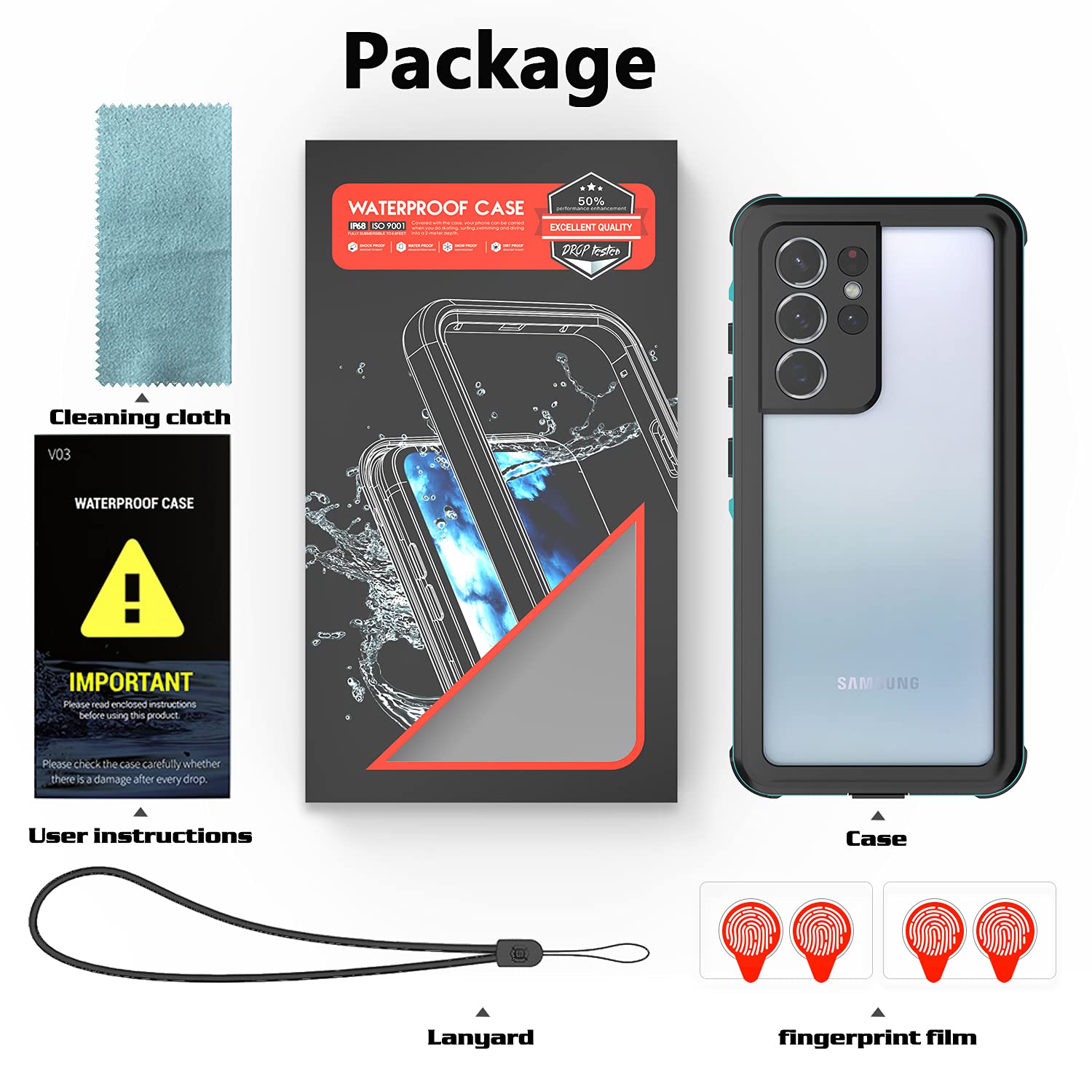 Samsung Galaxy S21 Ultra Waterproof Case, Built-in Screen Protector 360° Full Body Heavy Duty Protection, Waterproof Shockproof Case Cover for Samsung Galaxy S21 Ultra 6.8" 5G Blue