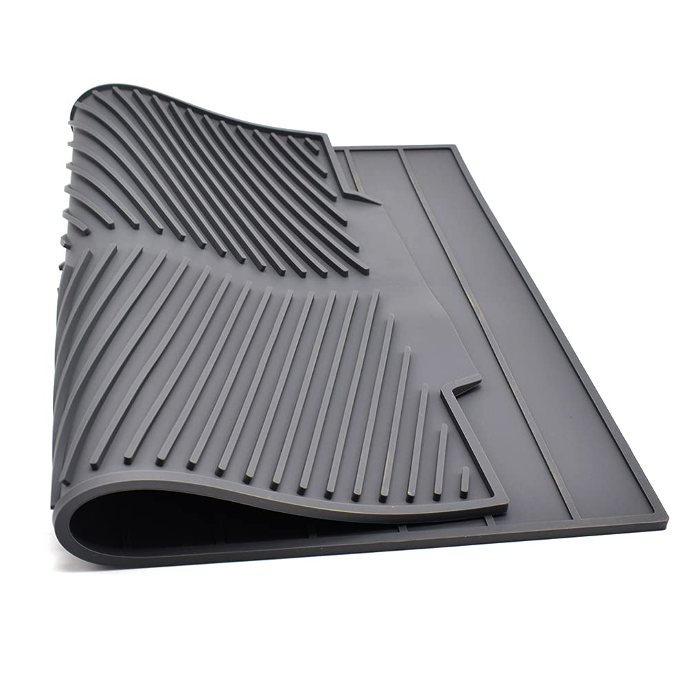 Tumtanm Silicone Draining Board Mat, Folding Draining Mat, 17βx13β Large Drain Pad Eco-Friendly Drainer Mat Heat Resistant Pot Mat Dishwasher Safe Trivet Mat