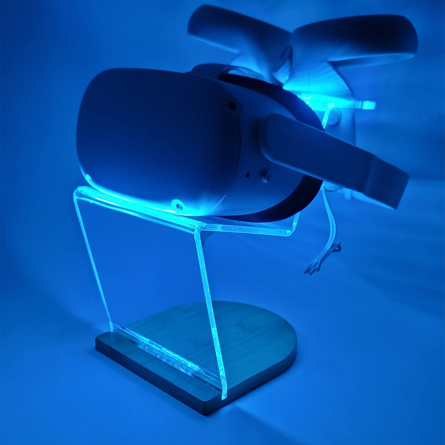 ZYJ-AWASA VR Display Stand for Oculus Quest 2 , Display Stand with LED Light for Meta Quest 2 , Fits Touch Controllers Holder Virtual Reality Station Accessories (A)