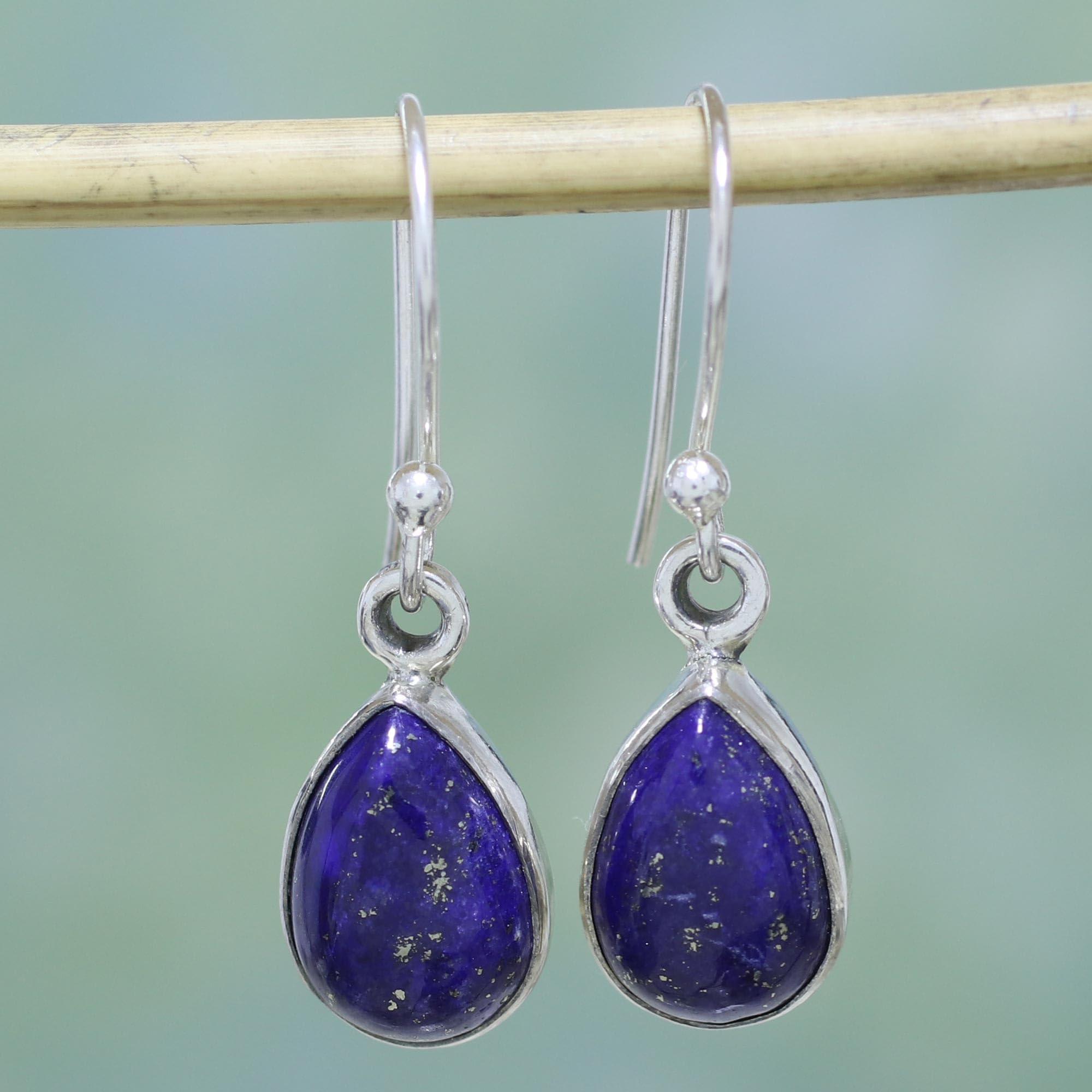 NOVICA Artisan Handcrafted Lapis Lazuli Dangle Earrings | .925 Sterling Silver Hook Earrings | Handmade Dangle Earring | Jewelry Dangle Earring | Artisan Earrings | Blue Birthstone Themed Earrings
