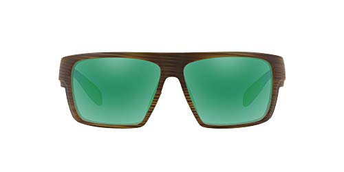 Native Eyewear Eldo Rectangular Sunglasses, Wood/Black/Green Reflex Polarized, 62 mm