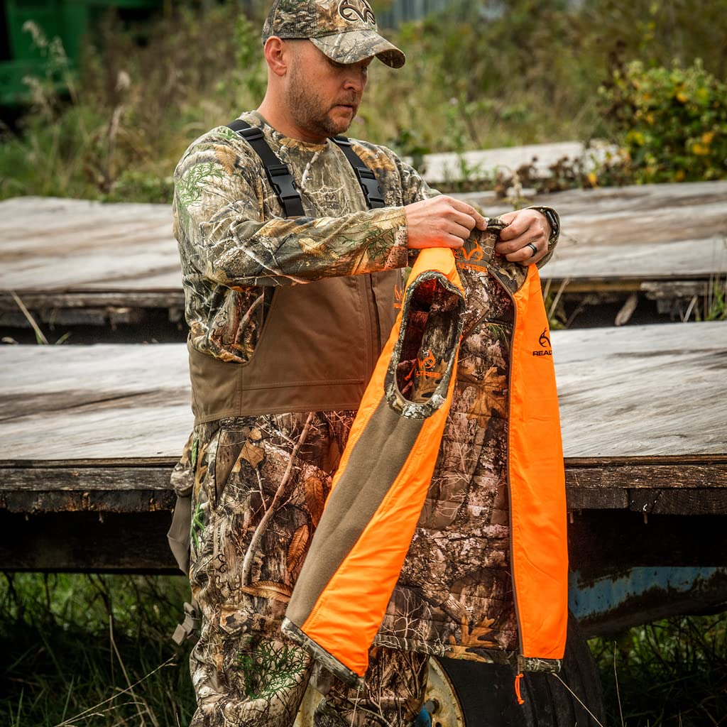 Realtree Men's EDGE and Timber Camo/Orange Reversible Hybrid Puffer Vest (Edge Camo, M)