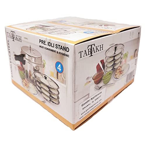Tabakh Stainless Steel 4-Rack Idli Stand, Makes 16 Idlis