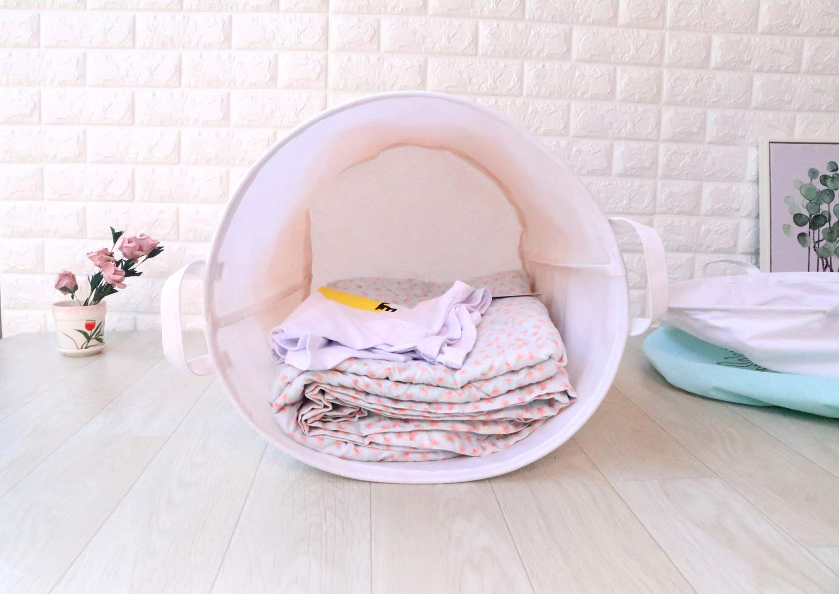 Mziart Storage Bins, 19.7" Large Storage Basket Canvas Nursery Hamper Collapsible Laundry Baskets Waterproof Organizer Basket with Gradient Design for Toys Clothes Kids Bedroom (Pink)