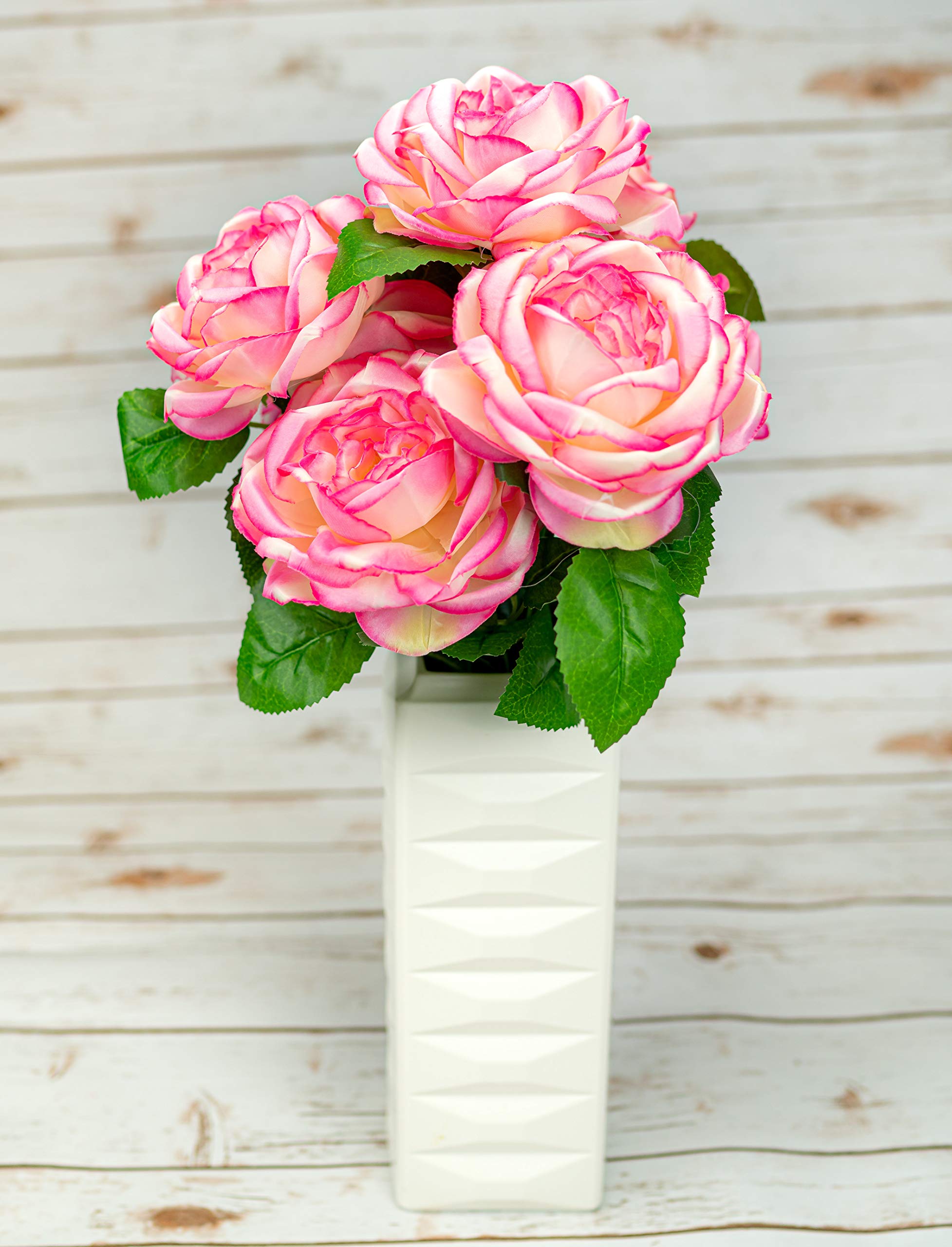OOKi-Artificial Fake Flowers 1 Bouquet with 6 Silk 6" Big Rose Head Flower Arrangements Wedding Bouquets Decorations Plastic Floral Table Centerpieces Home Kitchen Garden Party DĂŠcor (Mauve)