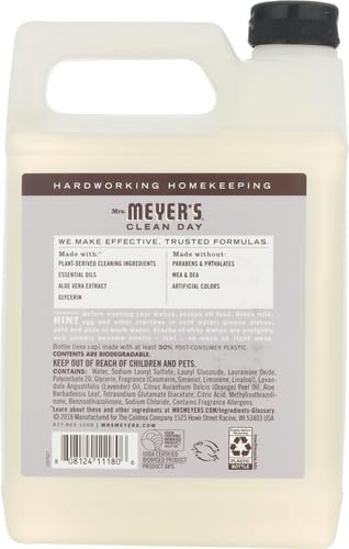 MRS. MEYER'S CLEAN DAY Liquid Dish Soap Refill, Biodegradable Formula, Lavender, 48 fl. oz