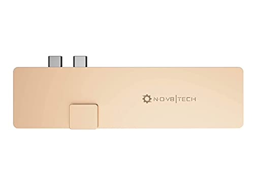 NOV8Tech USB C Hub Adapter for MacBook Air M1 Gold 2022/2021-2018, Mac Air USB Thunderbolt 3 Multiport Adapters with 4K HDMI, Gigabit Ethernet, TB3 100W PD, SD 4.0 UHS-II & MicroSD Reader, 2X USB 3.0