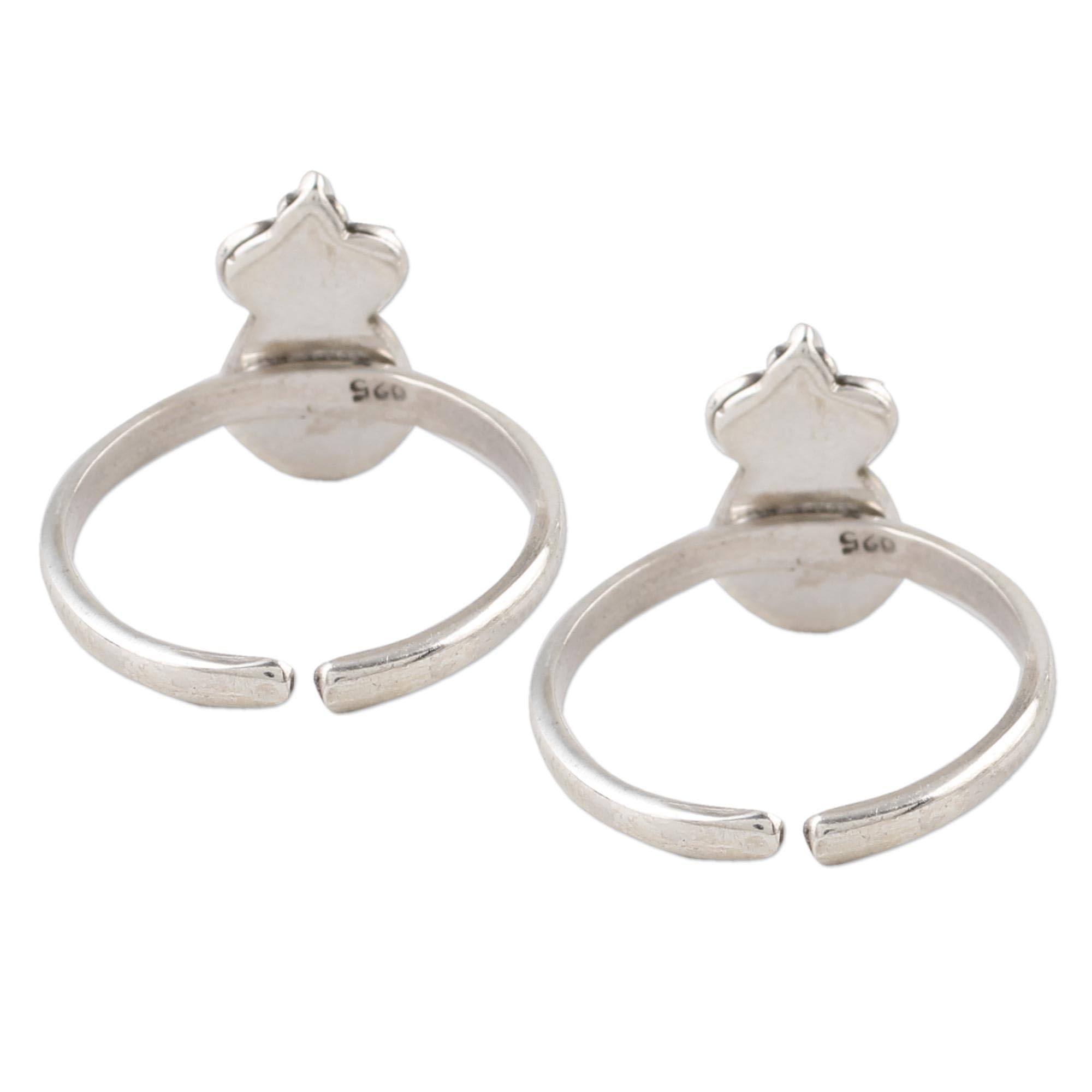 NOVICA Artisan Handmade Garnet Toe Rings Teardrop 925 Silver from India Sterling Red Birthstone 'Scarlet Drops'(Pair)