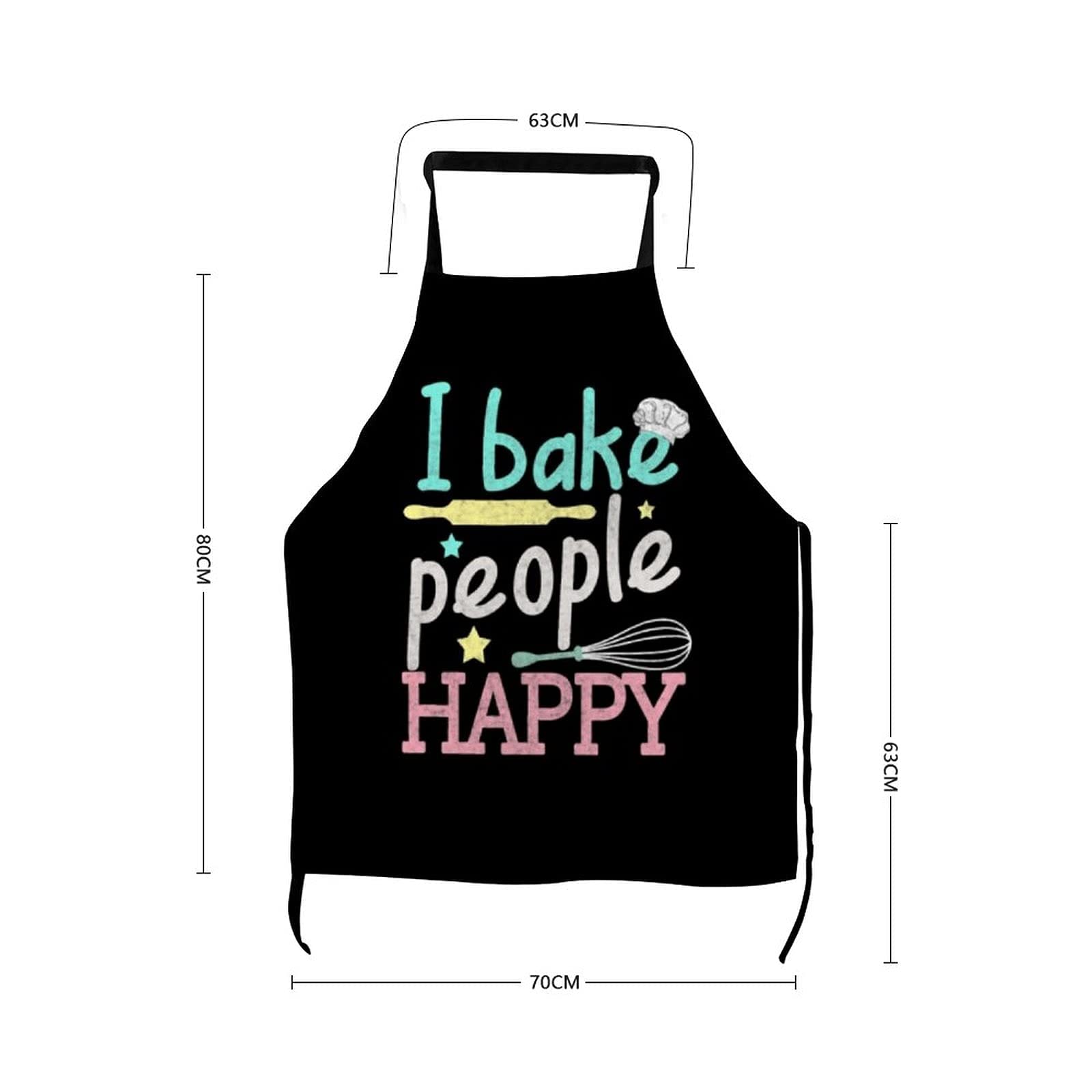 WengBeauty Funny Apron Bib for Women Men Machine I Bake People Happy Pastry Chef Cake Cookie Baker Vintage Chef Apron Washable for Kitchen Crafting BBQ