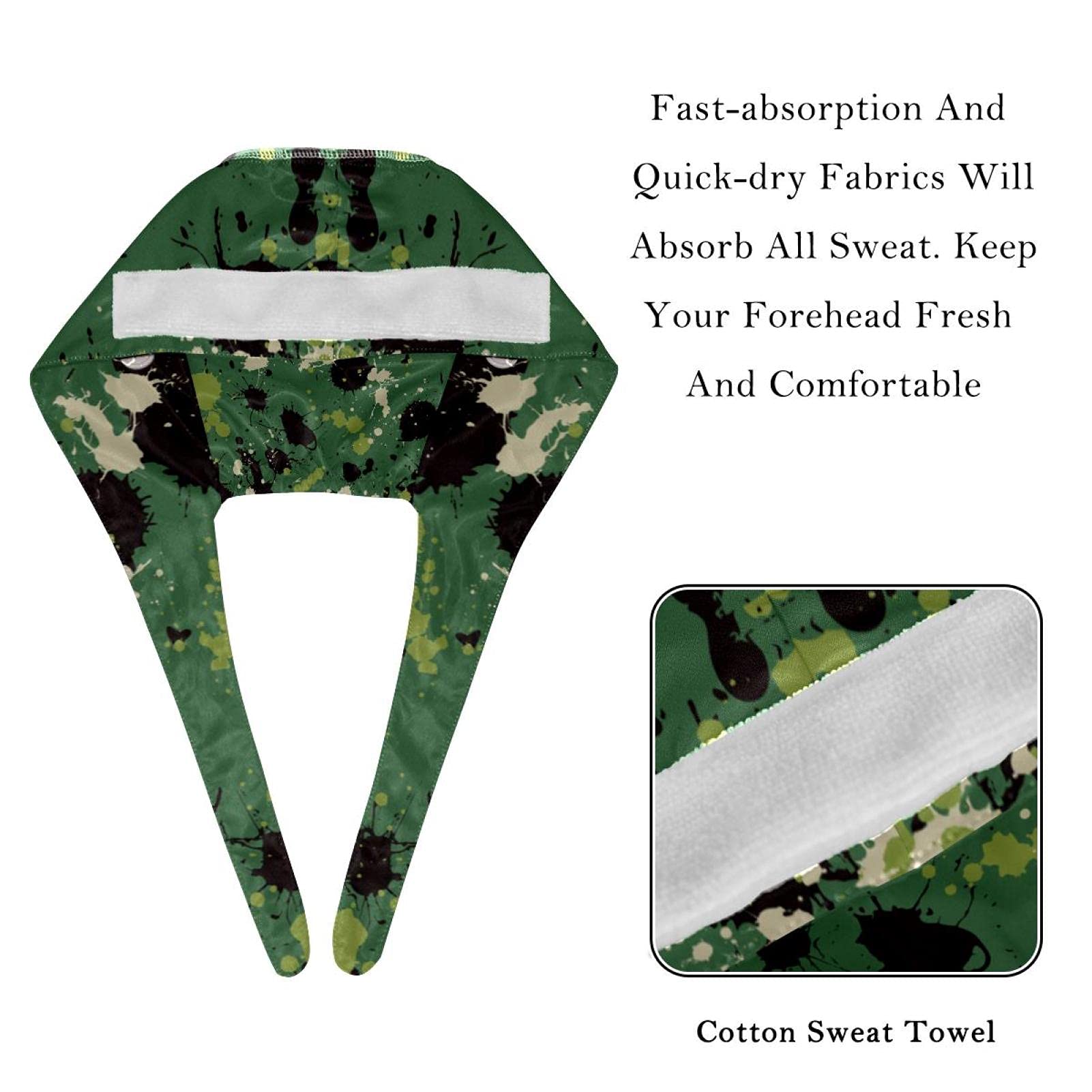 Pshhdgyhs Camouflage Camo Hat Bouffant Cap Working Hat One Size Multi Color, 2 Pcs Hat diameter is 18cm/7in