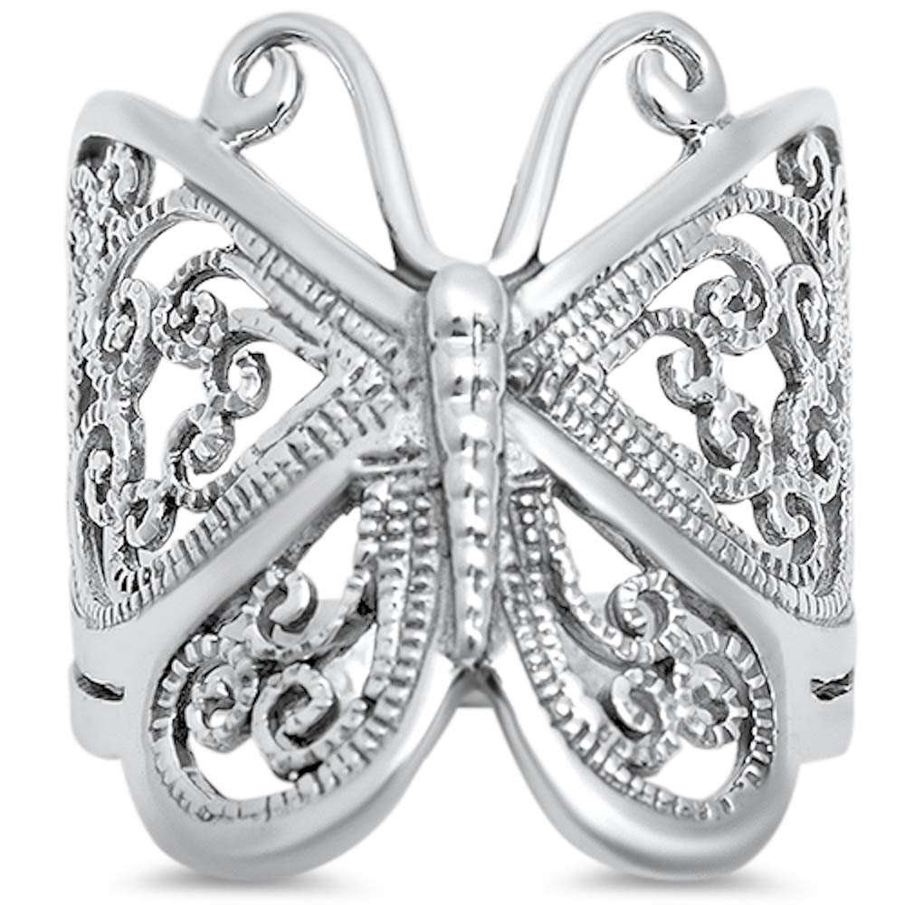 Oxford Diamond Co Filigree Butterfly .925 Sterling Silver Ring Size 10
