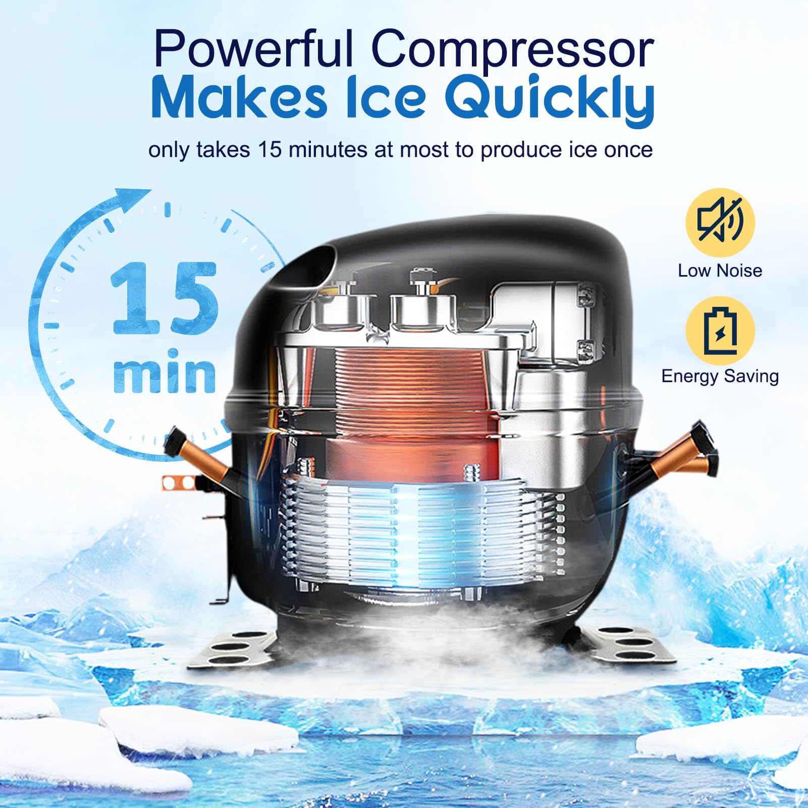 Zstar Commercial Ice Maker Machine, 110LBS/24H Under Counter Ice Maker, Freestanding Ice Machine w/33LBS Ice Storage, LCD Controller, Self Cleaning, Stainless Steel Large Ice Maker for Restaurant Home
