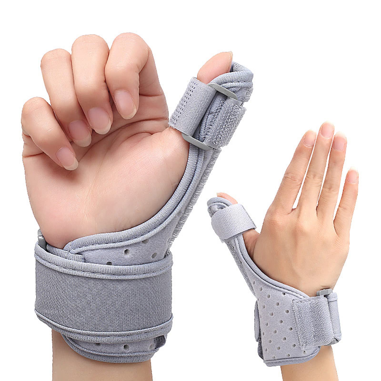 Thumb Spica Splint Brace Stabilizer Wrist Strap for Arthritis, Soft Tissue Injuries, Tendonitis, Pain, Sprains, Fractures, Carpal Tunnel & Trigger Thumb Immobilizer, Fits Both Hands, 1 Pack (Gray)