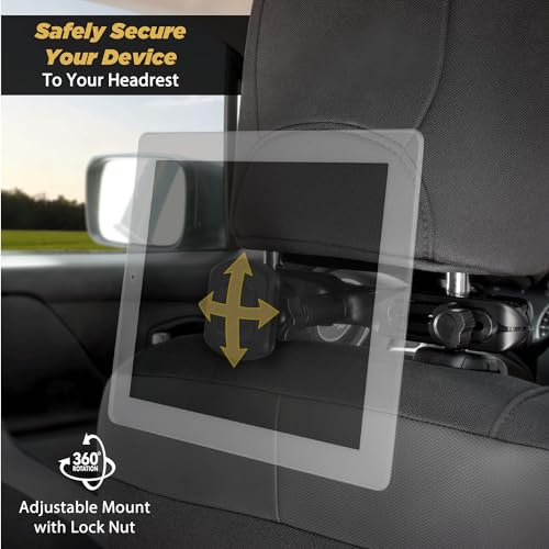 Scosche MAGTHM2 MagicMount XL Universal Magnetic Headrest Phone Mount for Car, 360 Viewing, Secure Adjustable Brackets, Backseat View, Black