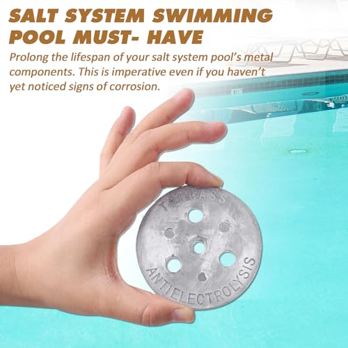 TonGass Zinc Anode Weight - Anti-Electrolysis Sacrificial Anode - Galvanic Anode for Passive Cathodic Protection - Bolts Inside or Outside Skimmer Baskets - Salt System Swimming Pool Must-Have