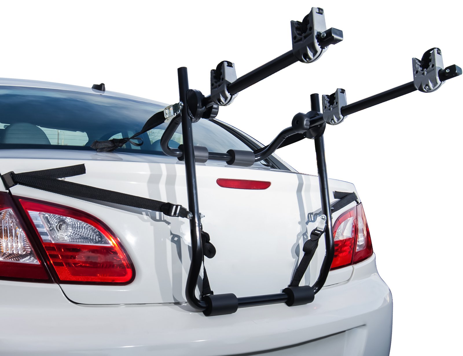 OxGord 2 Bike Rack Trunk Mount - Deluxe Bicycle Carrier for most Sedans/Hatchbacks/Minivans and SUVs - Holds Two Cycles