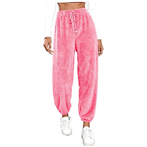 Winter Fall Soft Sweatpants for Women Baggy Cinch Bottom Solid Color Yoga Trousers with Pockets Yoga Loose Fit Warm