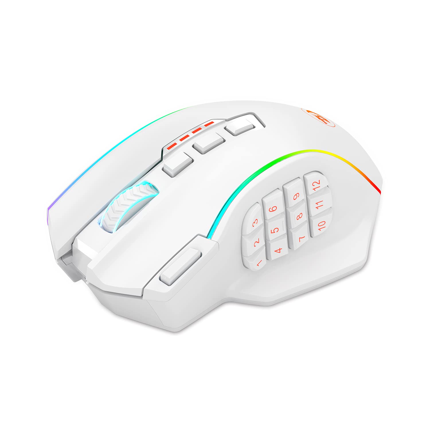 Redragon M901 Gaming Mouse RGB Backlit MMO 16 Macro Programmable Buttons 16000 DPI for Windows PC Computer (Wireless, White)