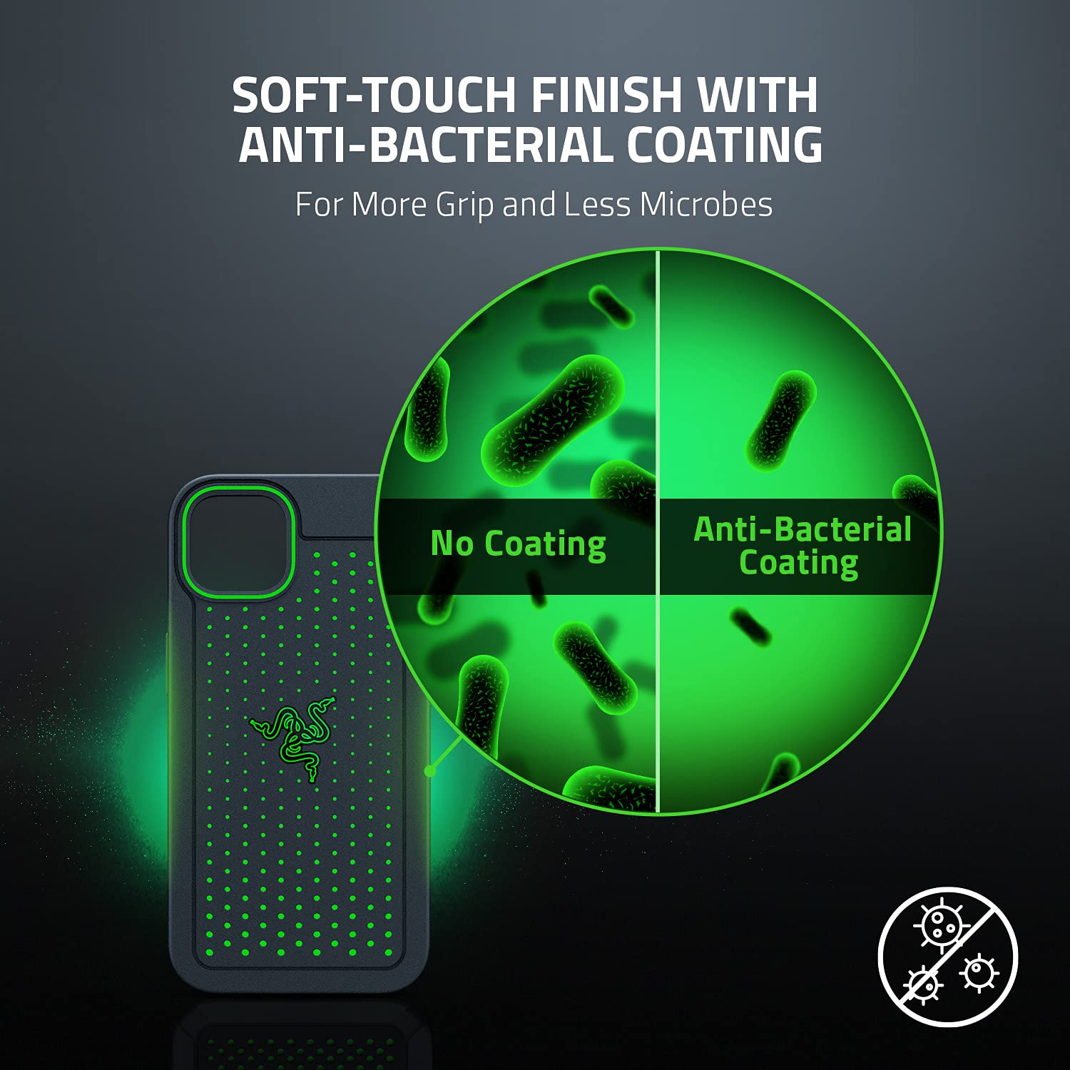 Razer Arctech for iPhone 13 Case: Extra Ventilation Channels - Thermplastic Elastomer Reinforced Corners - Tactile Side Buttons - Compatible with Wireless Chargers and 5G Black