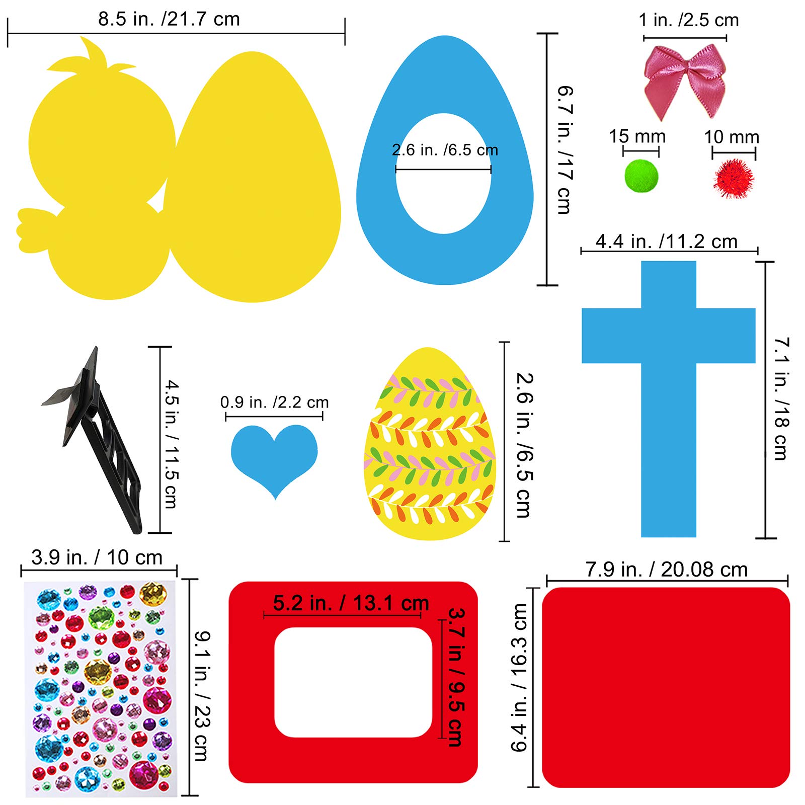 Winlyn 12 Sets Easter Decorations DIY Easter Craft Kits Easter Picture Photo Foam Frame Bunny Egg Chick Cross Stickers for Kids Gift Favors Easter Spring Home Classroom School VBS Activity Art Project
