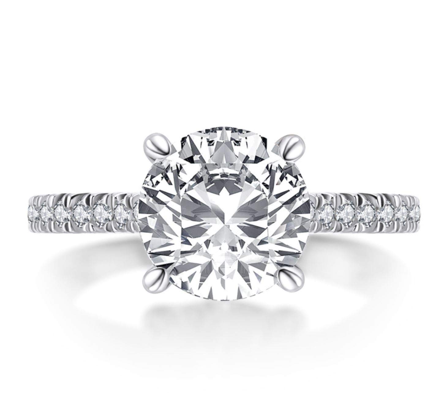 Silver 1.0 Ct Round Bridal Ring Petite Cz Accented Halo Ring Cathedral Engagement Anniversary Solitaire (6)
