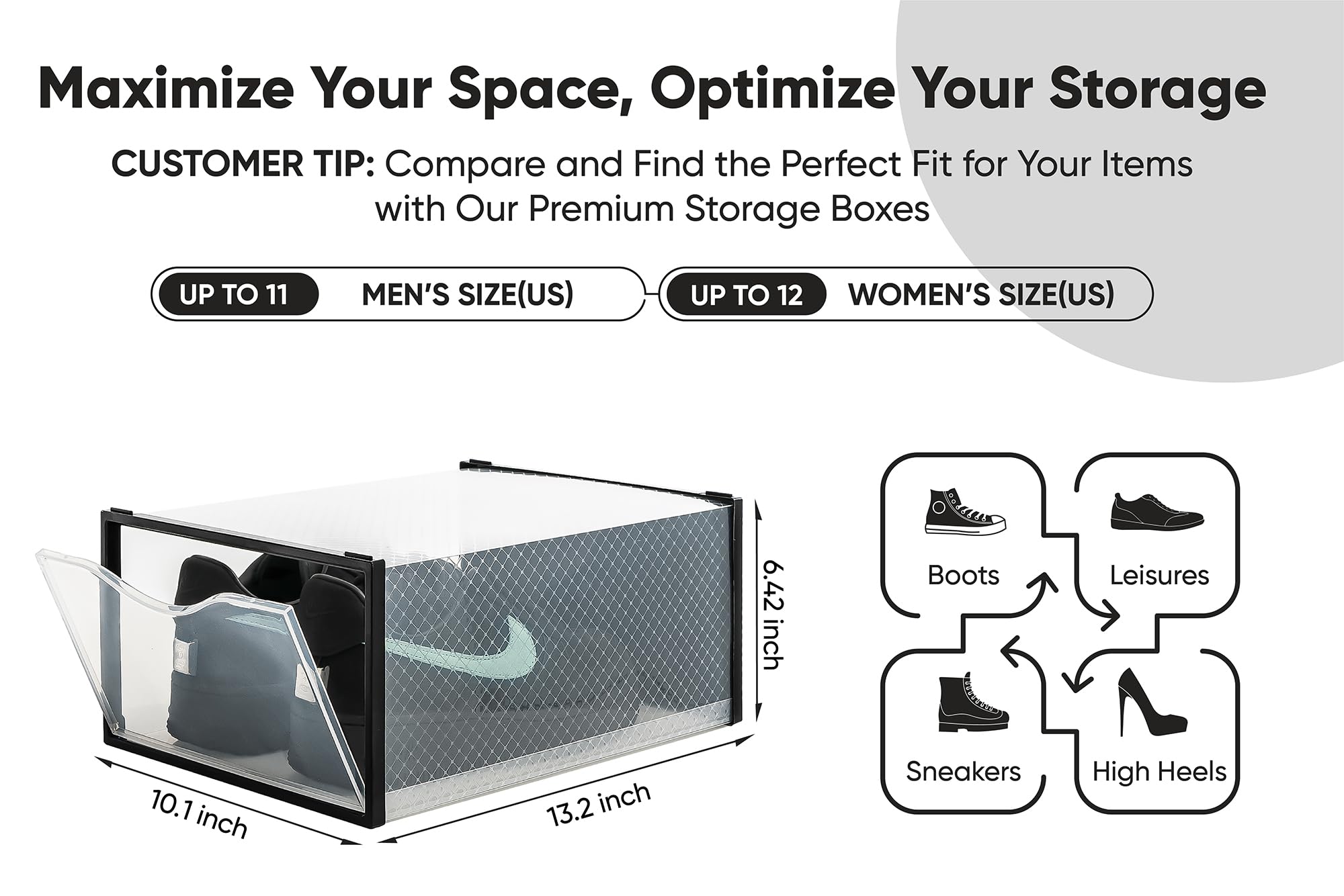 Shoe Storage Cabinet: Closet Organizer and Storage Solution - Shoe Organizer for Closet, Organizador de Zapatos, closet shoe organizer, shoe box, clear shoe boxes stackable, 12 packs + FREE EBOOK !