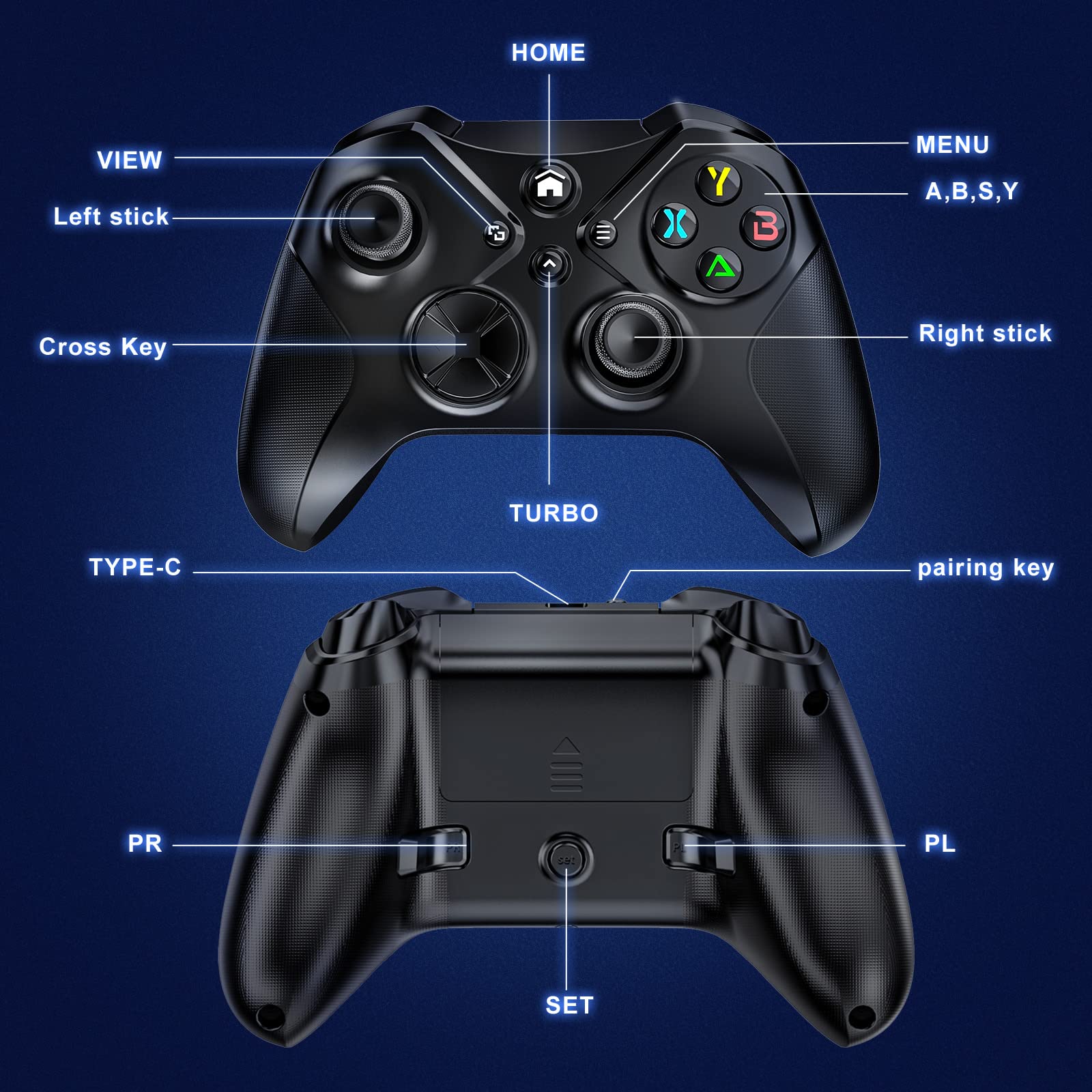 Wireless Controller for Xbox One, PC Game Controller Compatible with Microsoft Xbox One/Xbox One X/One S/Xbox Series S/X Gamepad Support Turbo/3.5mm Headphone Jack/Macro Functions