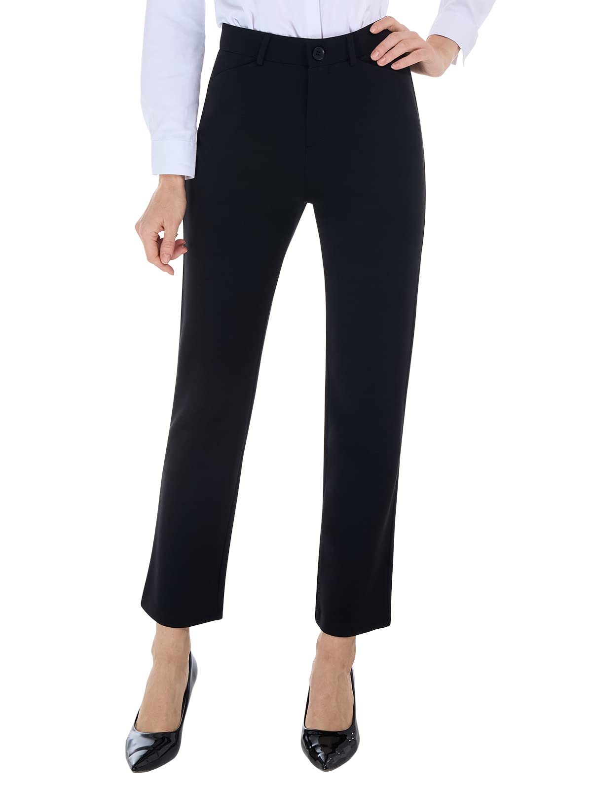 Women's Dress Pants Stretchy Work Pants Work Slacks Business Casual Relaxed Fit Straight Leg Bootcut Pull on Trousers with Pockets