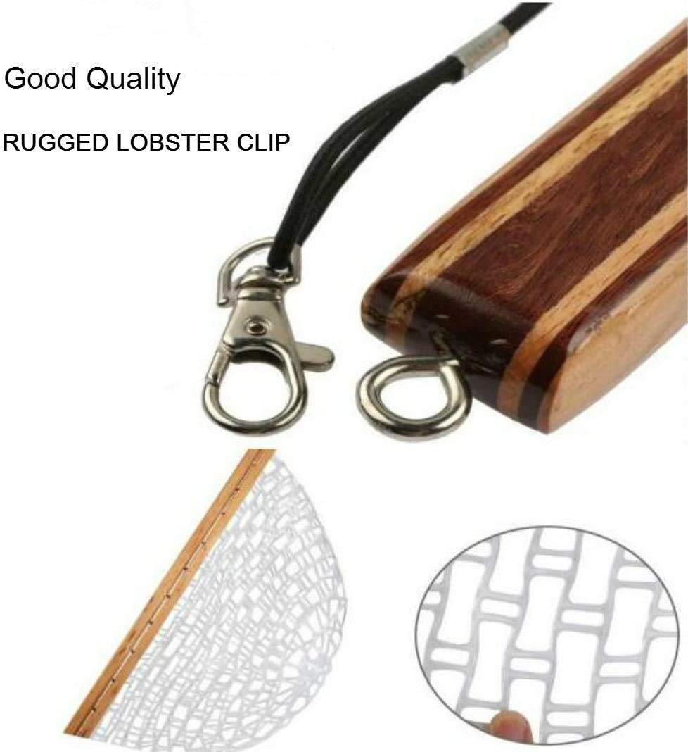 Mounchain Fishing Net Fly Fishing Landing Net, Wooden Frame Fish Net with Soft Rubber Mesh for Trout Catch and Release Net Gifts for Father Men