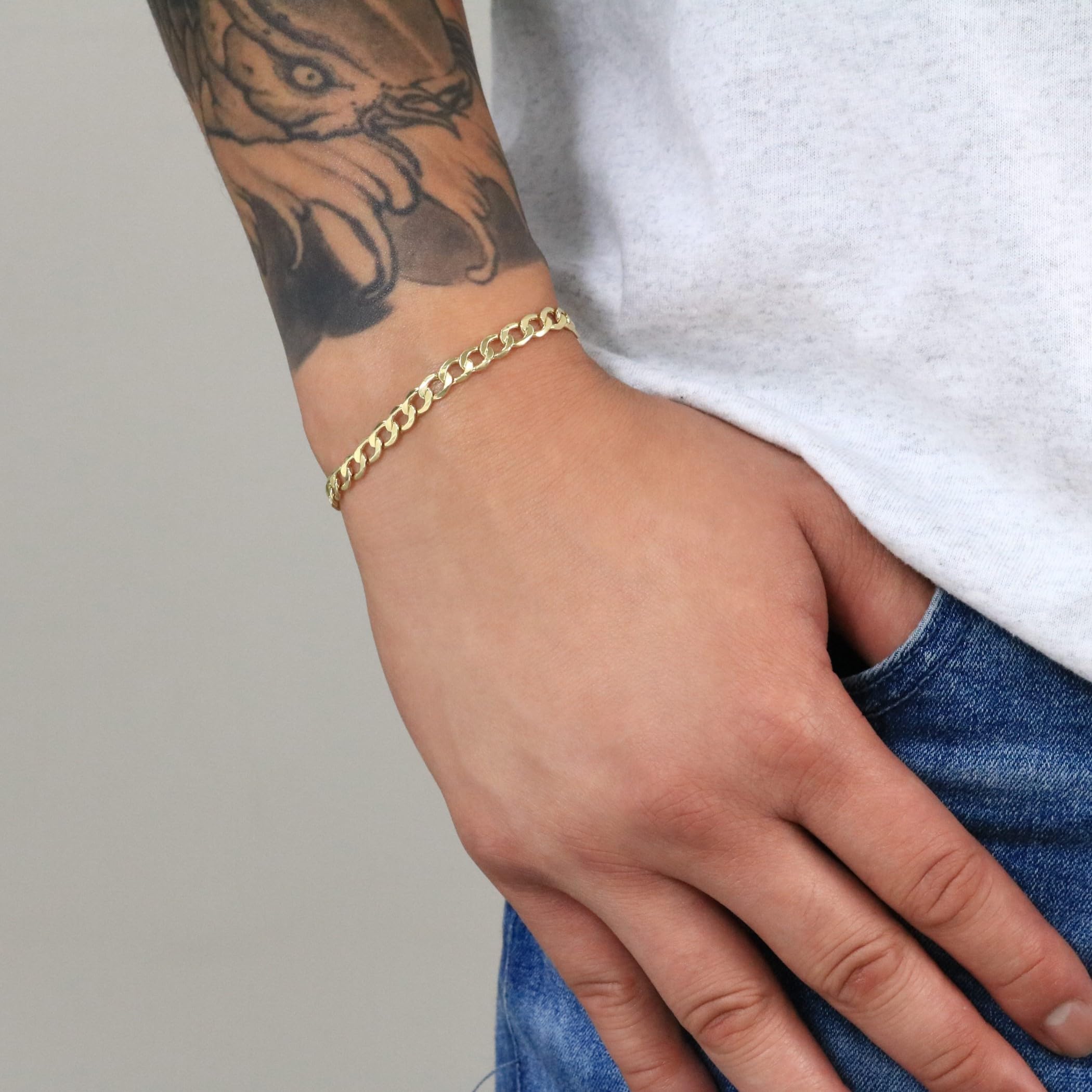 Nuragold 10k Yellow Gold 5.5mm Cuban Curb Link Chain Bracelet, Mens Womens Jewelry 7" 7.5" 8" 8.5" 9"