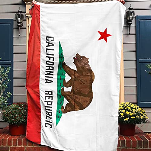 XIFAN Premium California State Flag 4x6 - Embroidered Heavy Duty 300D Nylon Strongest Longest Lasting - CA Republic Bear Flag Outdoor - Vibrant Print Waterproof