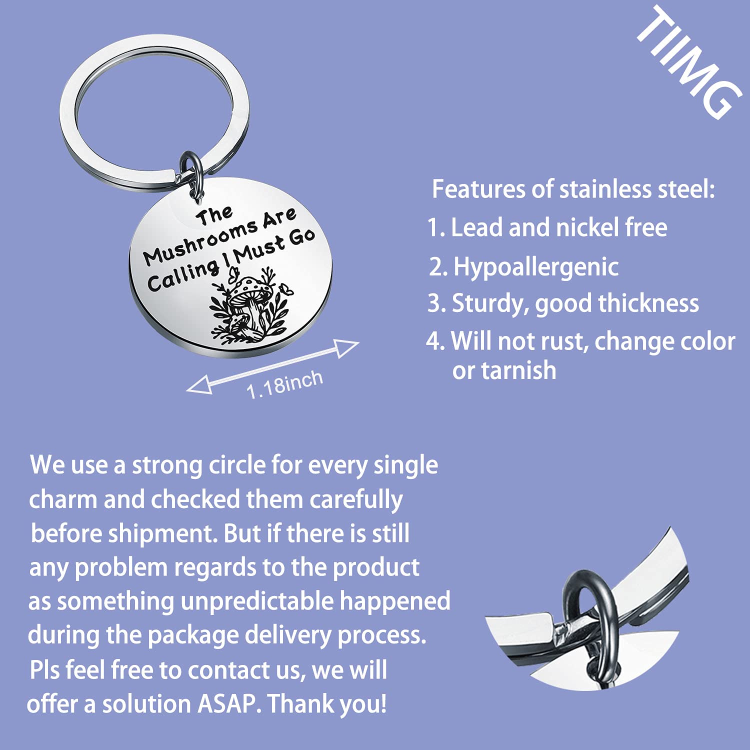 TIIMG Mushroom Keychain Gift Mycology Gift Mushroom Foraging Gift Gift for Mushroom Lovers (The Mushrooms Are Calling)