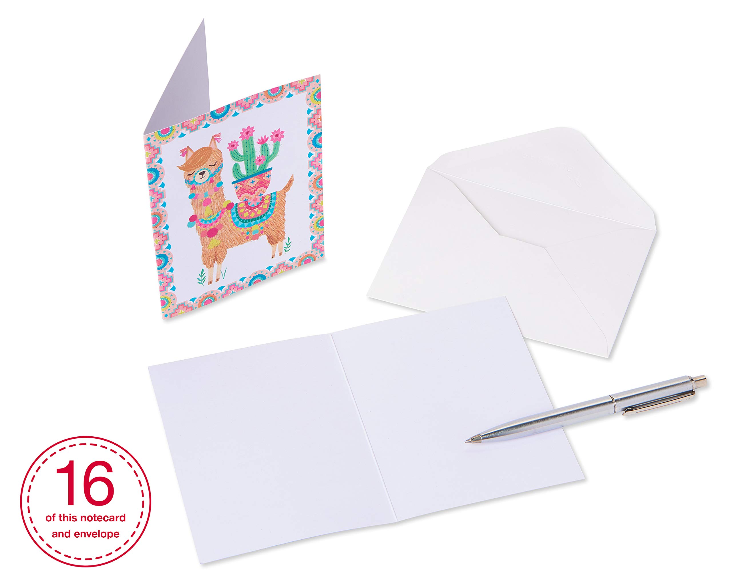 Papyrus Blank Cards with Envelopes, Llama (16-Count)