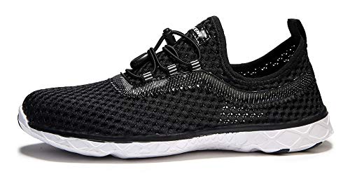 SUOKENI Women's Quick Drying Slip On Water Shoes for Beach or Water Sports Ultralight Walking Shoes Black/White,Size:US 10/EU 41