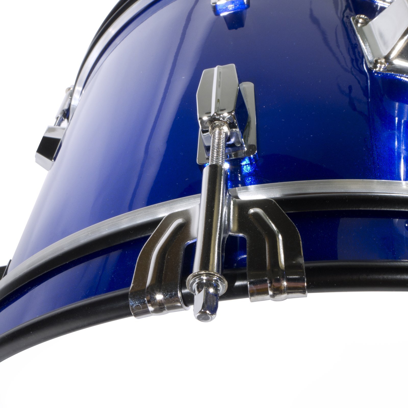 Mendini By Cecilio Drum Set β 3-Piece Kids Drum Set (16"), Includes Bass Drum, Tom, Snare, Drum Throne - Musical Instruments for Age 6-12, Metallic Blue Drum Kit